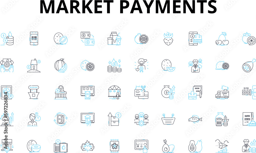Market payments linear icons set. Payment, Transaction, My, Commerce ...