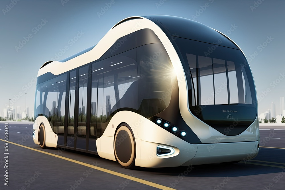 Electric Autonomous shuttle bus, Net zero carbon emissions 2050 ...