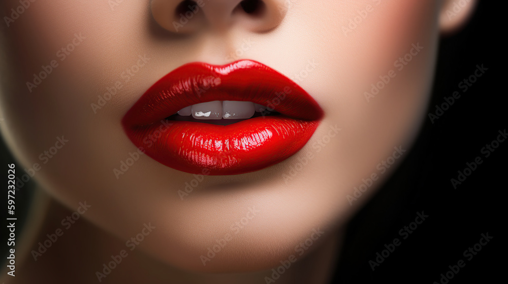 Woman face. High fashion, glamour closeup lips of beautiful caucasian ...