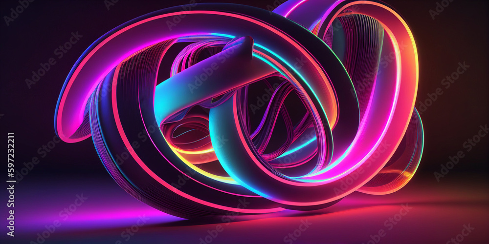 Ilustrace „3D rendering, abstract neon wallpaper, colorful fantastic background with glowing ...