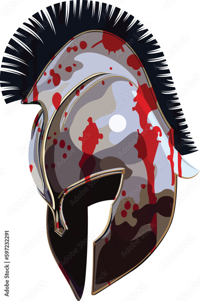 blood spattered spartan helmet Stock Vector | Adobe Stock