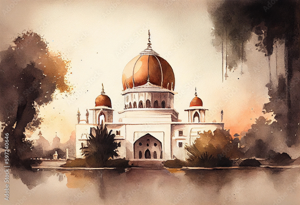 A tranquil scene of a Sikh gurdwara with its iconic golden dome ...