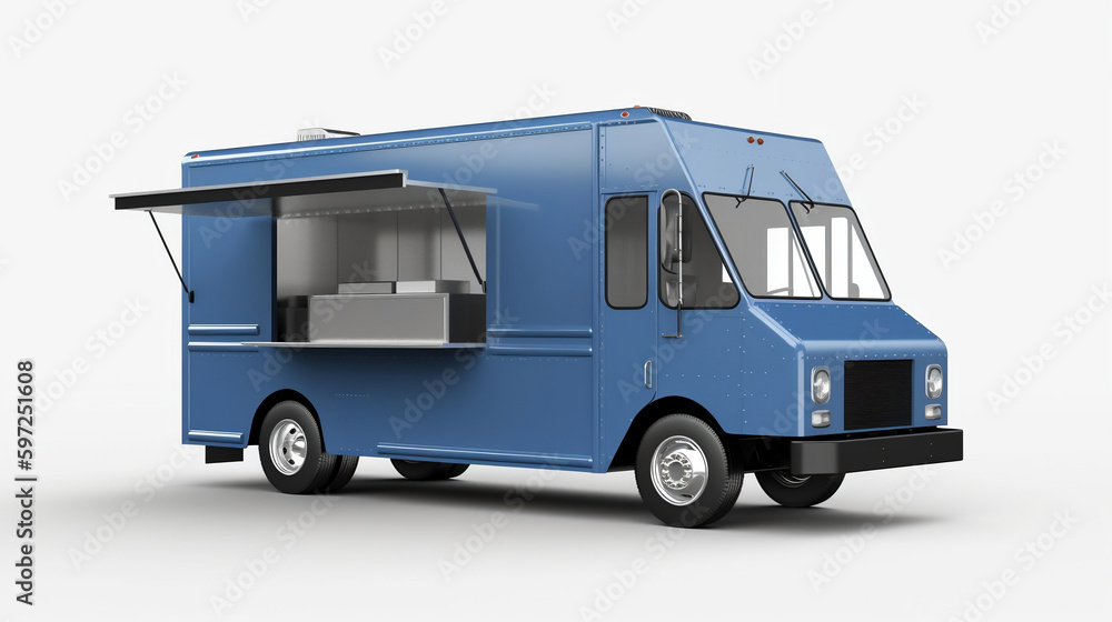 blue Food Truck mockup isolated on white background Stock Illustration ...