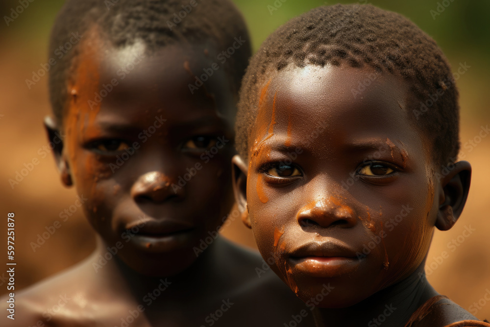 African children. Portrait of african boys looking at camera. Poverty ...