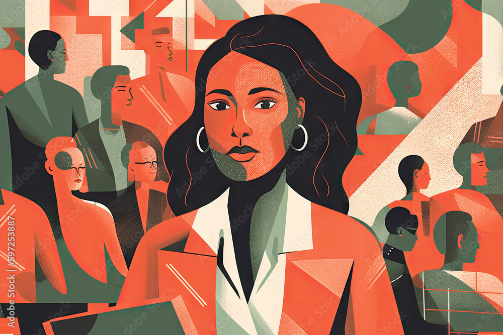 Generative Ai Illustration Businesswomans Fight For Equality And Empowerment In The Modern