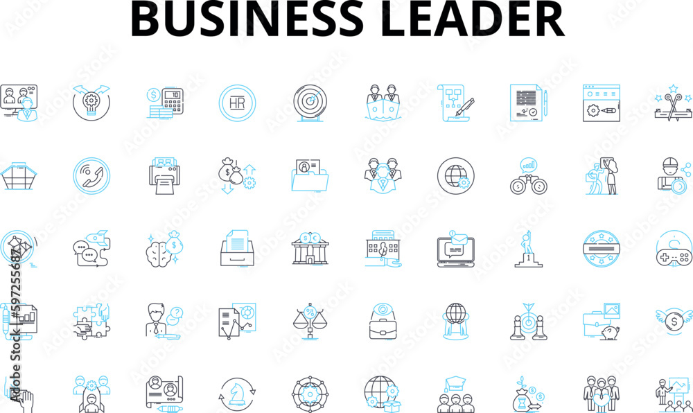 Vetor de business Leader linear icons set. Visionary, Innovative ...