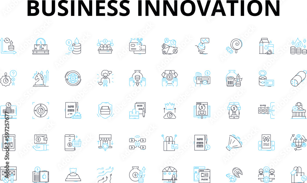 Business innovation linear icons set. Disruption, Creativity ...
