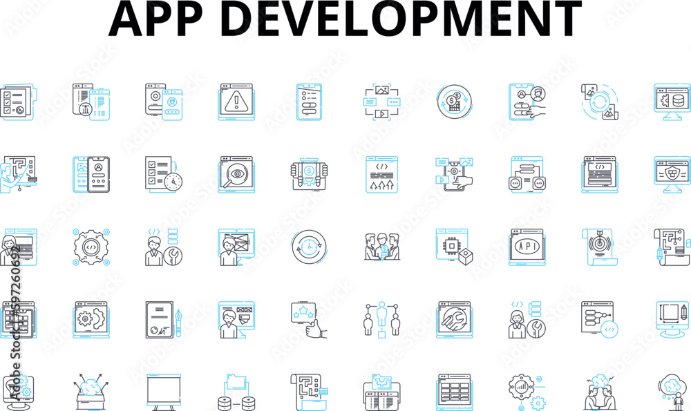 App Development Linear Icons Set Platform Framework Code Interface Compatibility Usability
