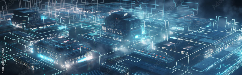 Concept art of cloud computing with a network of interconnected data ...
