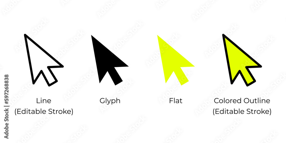 Computer Mouse Arrow Cursor Or Pointer Vector Icon Set For Website