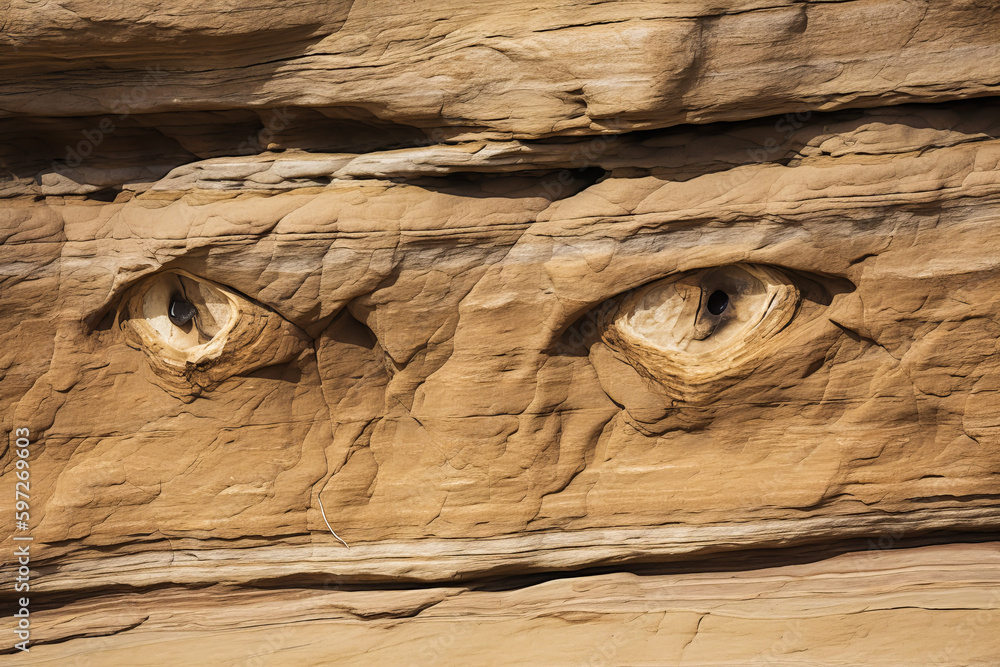 Nature's optical illusion revealed in a rock face featuring a ...