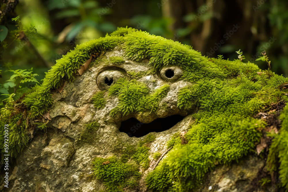 Nature provides its own optical illusions: a face in the rock appears ...