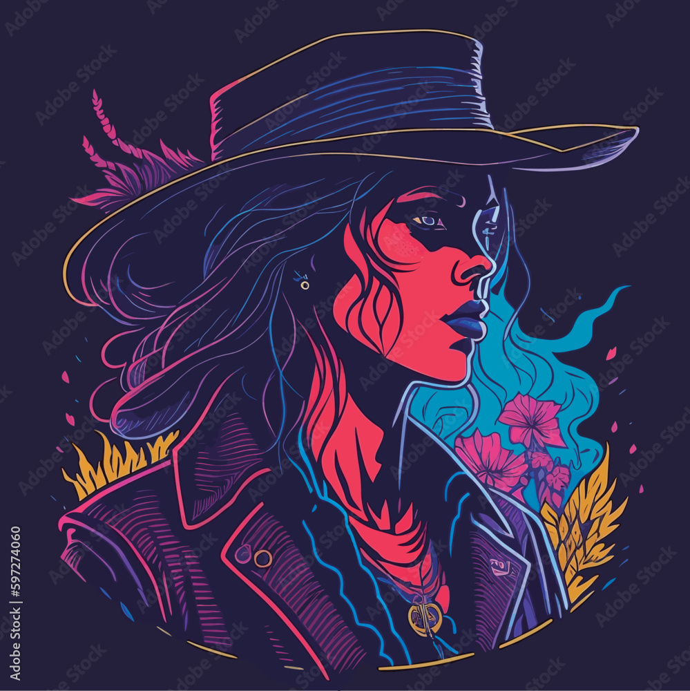 Vector art for a western inspired cowgirl t shirt design is a ...