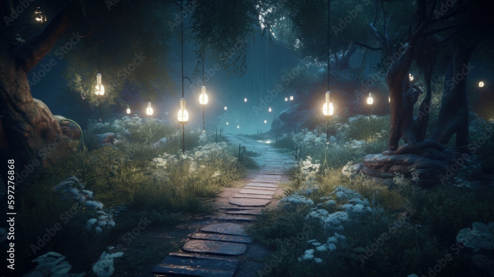 Moonlit Path Through Magical Forest: A Cinematic Journey with Unreal ...