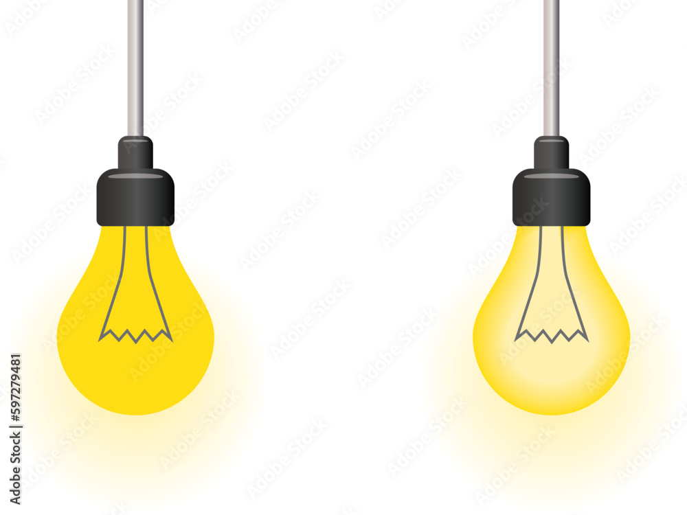 Physics Light bulb hanging from ceiling. Vector Illustration of Light ...