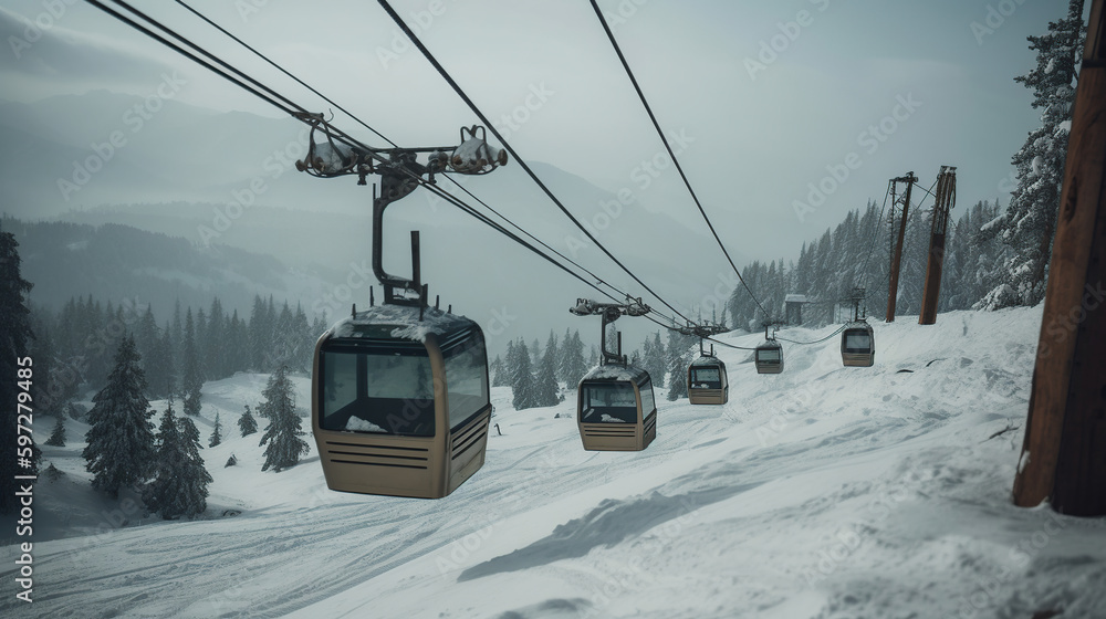 Gondola Cable car in Ski Area called 'Paradise on Earth. World's ...
