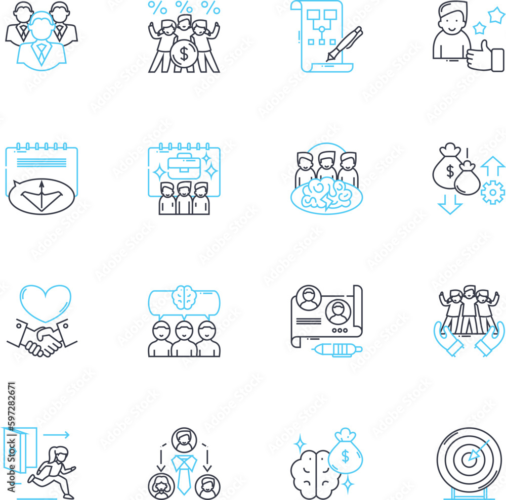 Career progression linear icons set. Advancement, Promotion ...