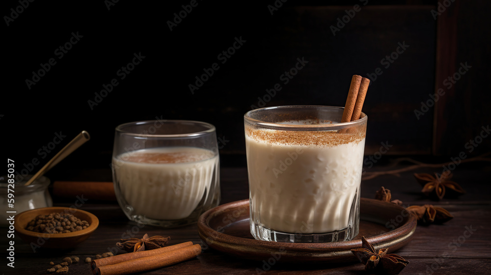 Delicious Horchata with cinnamon in the top. Rice water. Valencian ...