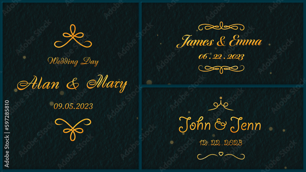 Golden Wedding Titles Stock Template | Adobe Stock