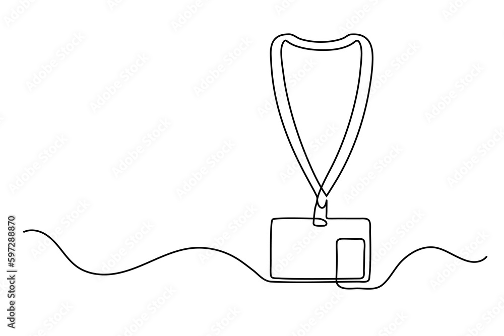 Continuous line drawing badges id cards holders isolated on white ...