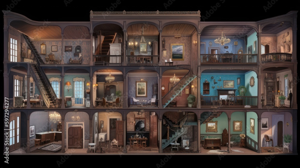 Haunted mansion with hidden rooms, ghostly apparitions, and ...