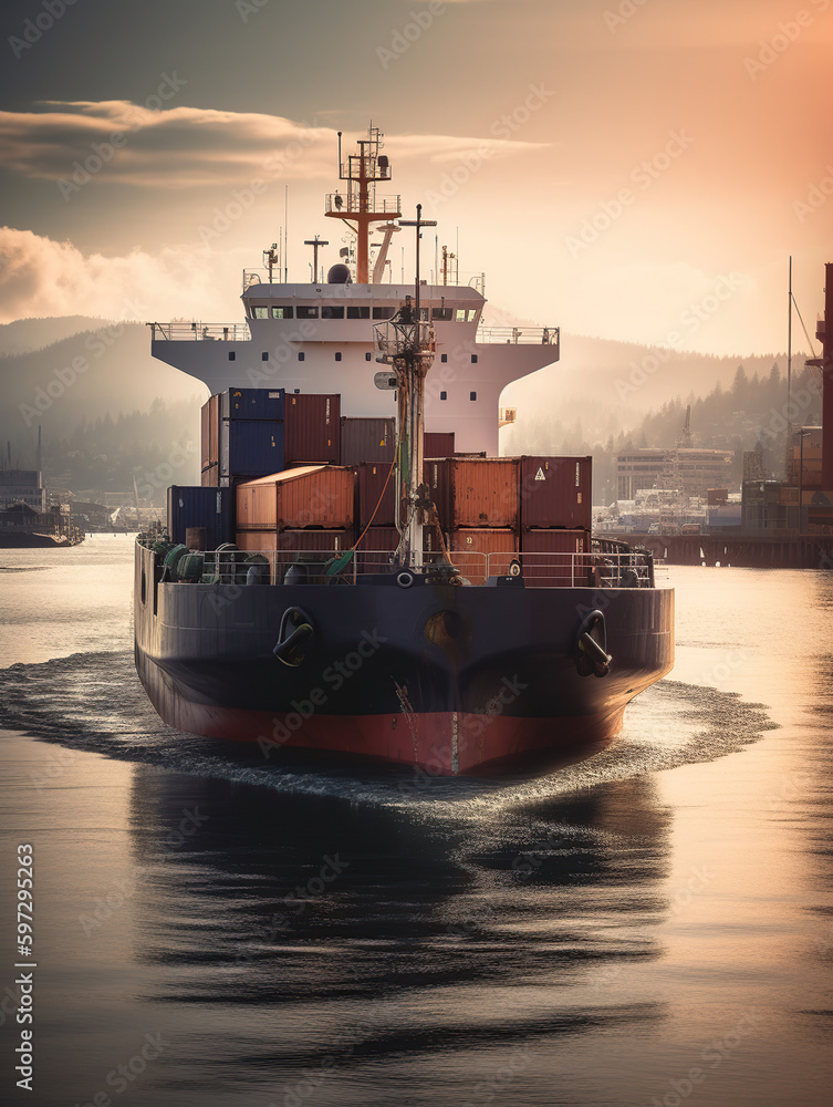 Port terminal operations and handling equipment. Tugboat push large ...