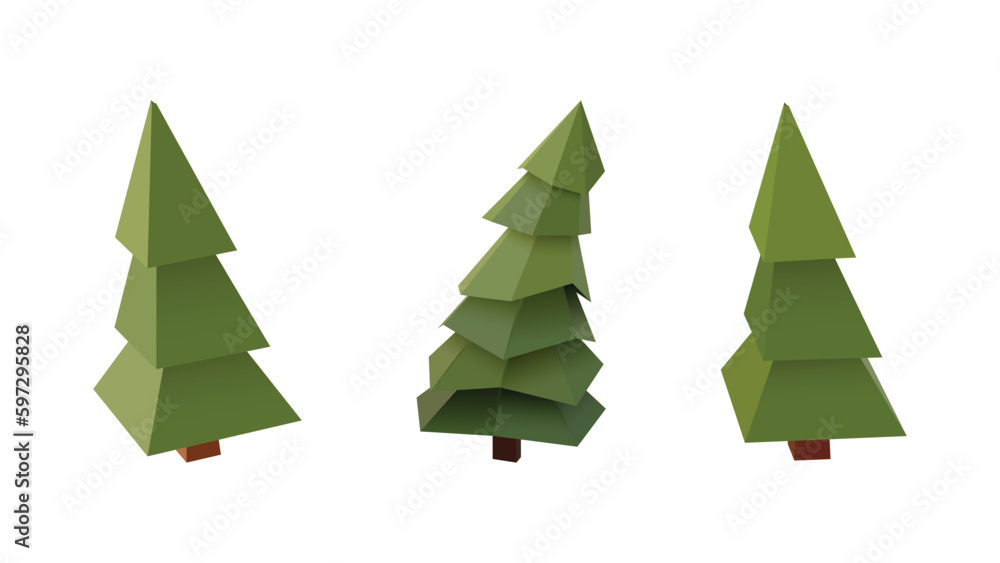 Tree. 3D tree low poly isometric vector illustration. The set of ...