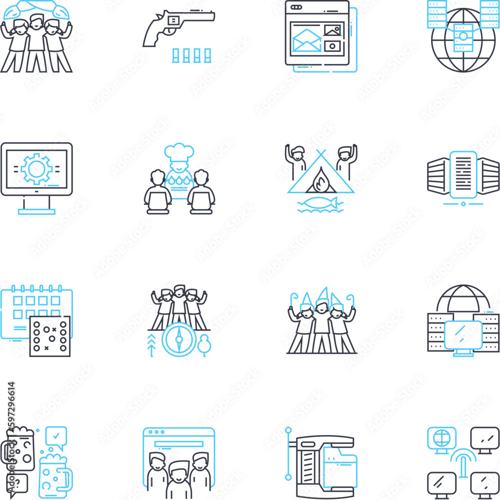 Cybersecurity Measures Linear Icons Set Encryption Firewall Antivirus Authentication