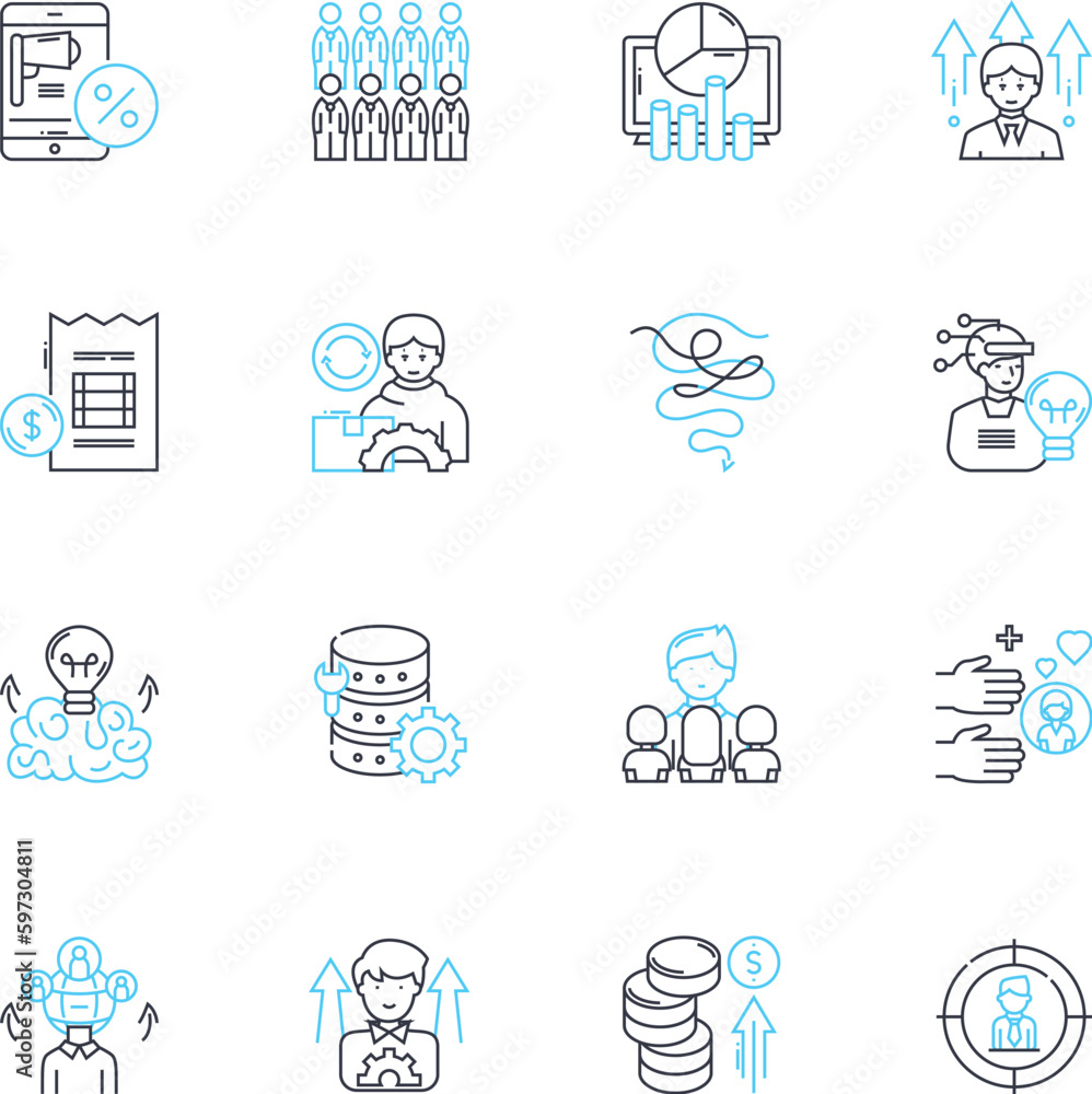 Risk assessment linear icons set. Probability, Security, Hazard ...