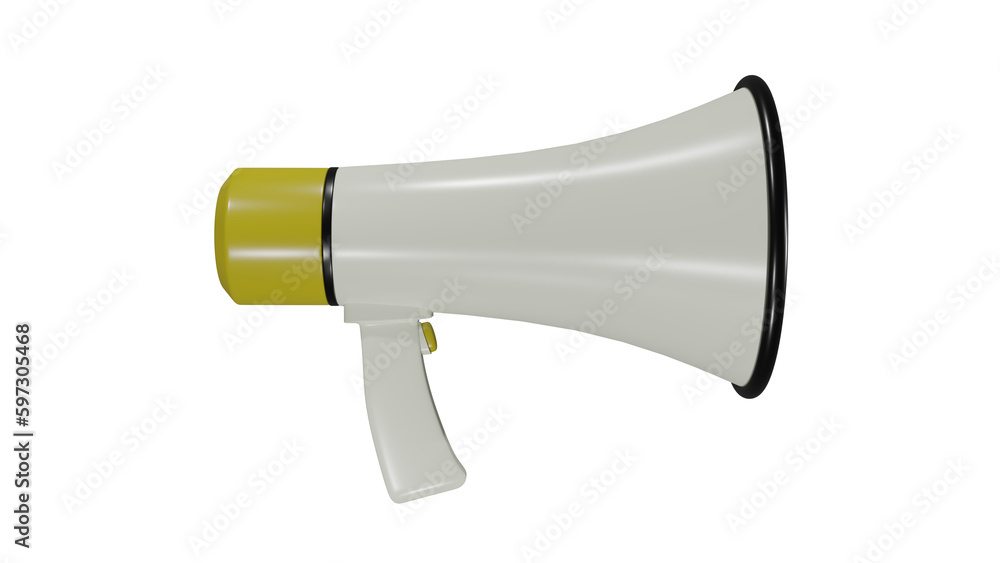 Yellow white megaphone or bullhorn isolated on transparent background ...