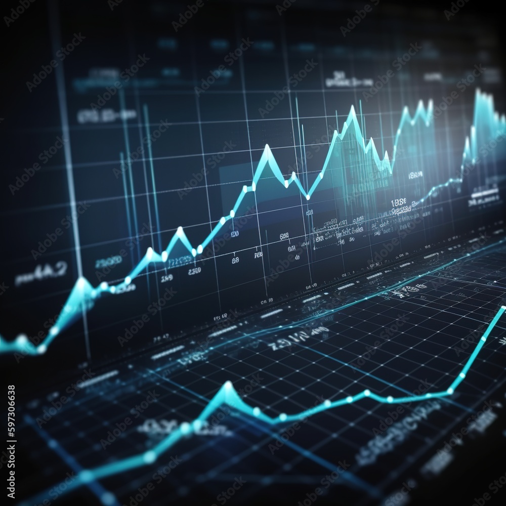 ภาพประกอบสต็อก Market chart, business data graph diagram and growth ...