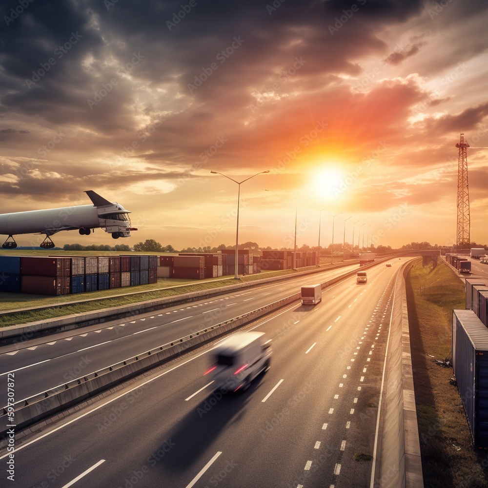 truck on the highway.business logistics and transportation of container ...