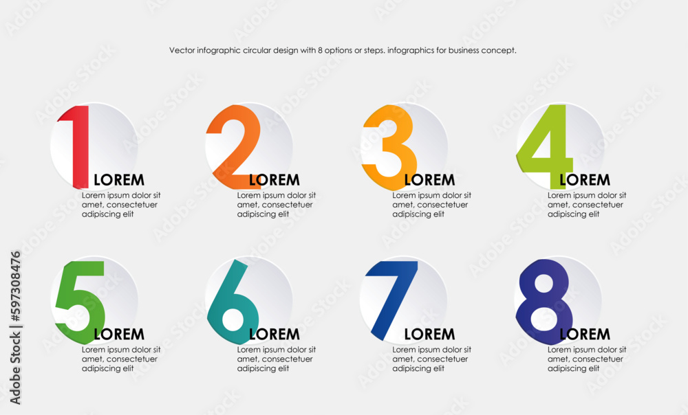 Vector Infographic label design with 8 options or steps in a circle ...