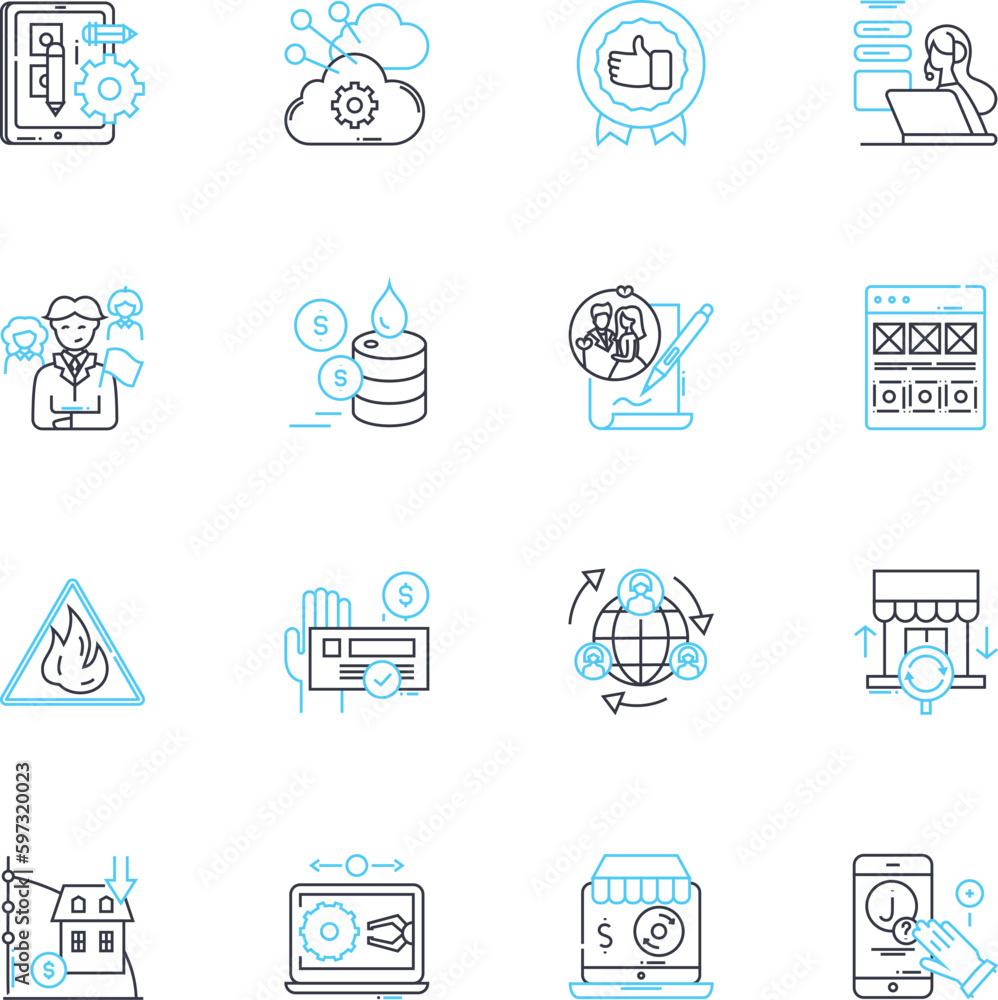 Community progress linear icons set. Growth, Development, Improvement ...