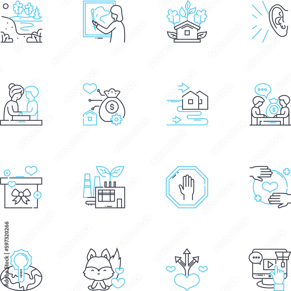Conservation management linear icons set. Sustainability, Preservation ...