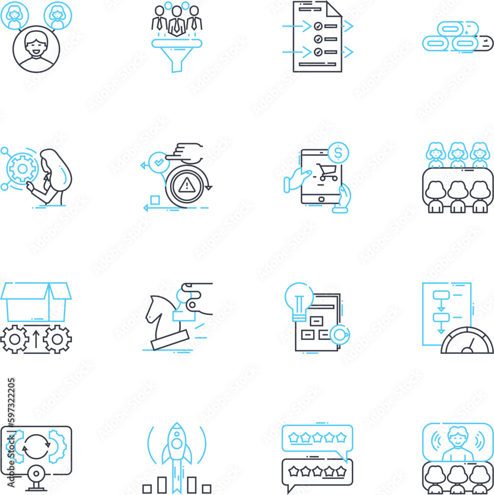 Rapid prototyping linear icons set. Iterative, Agile, Design ...