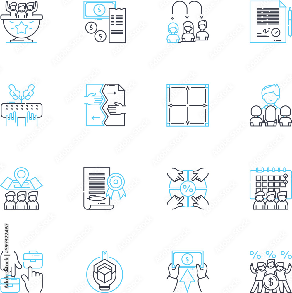 Organization linear icons set. Efficiency, Collaboration, Structured ...