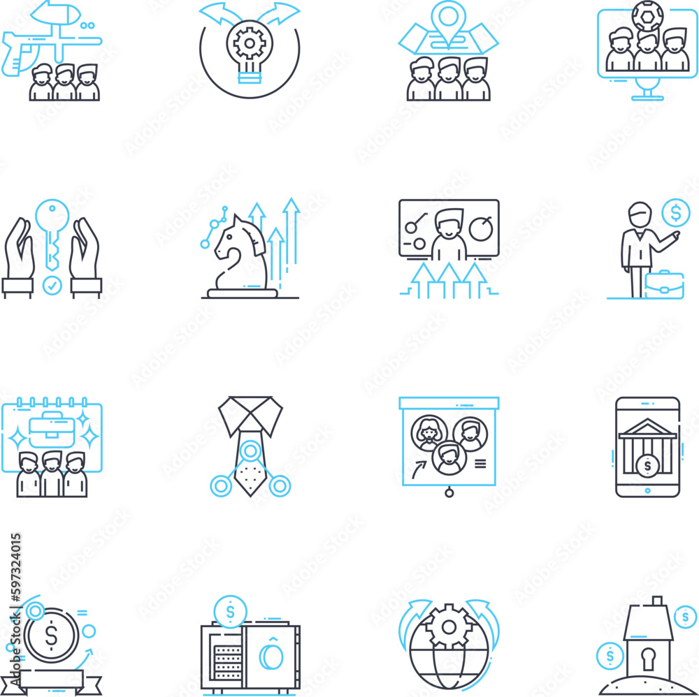 Economic stability linear icons set. Growth, Stability, Prosperity ...