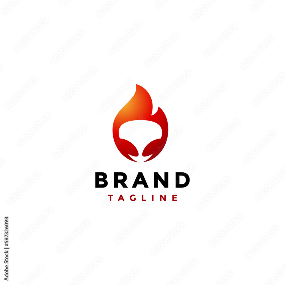Vetor de Fiery Alien Head Silhouette Logo Design. Alien Head With ...