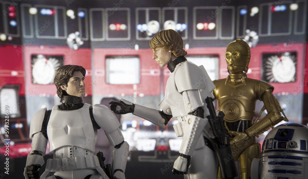 NEW YORK USA: NOV 22 2016: Recreation of a scene from Star Wars A New ...