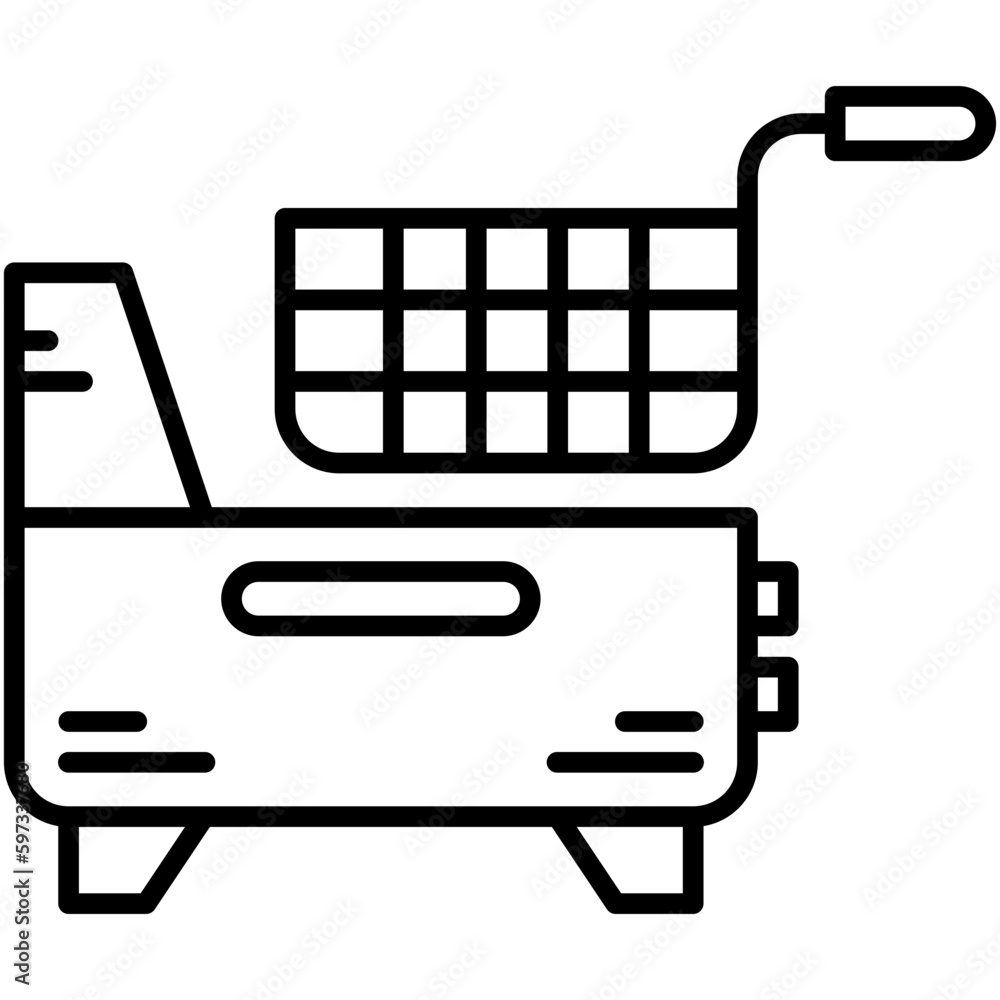 Deep fryer Icon. Potato Basket Symbol. Line Icon Vector Stock Stock ...