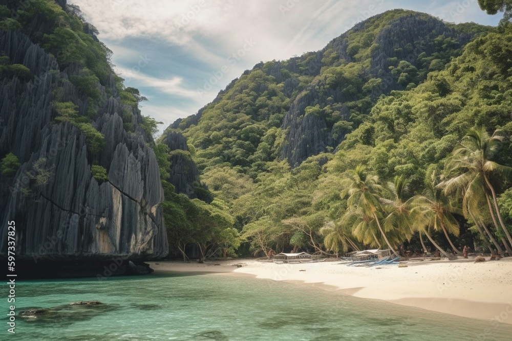 Scenic coastal El Nido, Palawan; popular summer vacation spot in ...