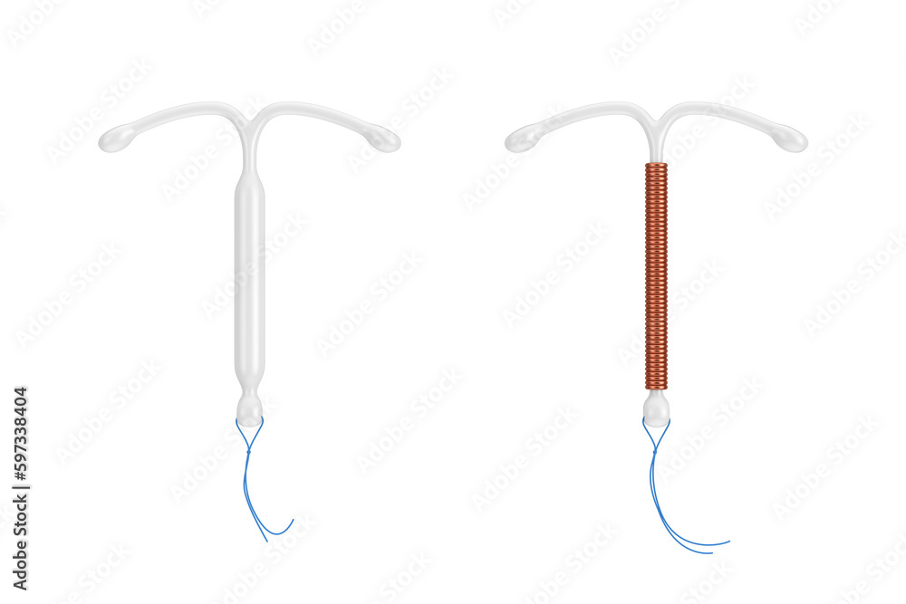 Birth Control Concept. T Shape IUD Copper Intrauterine Device. 3d ...