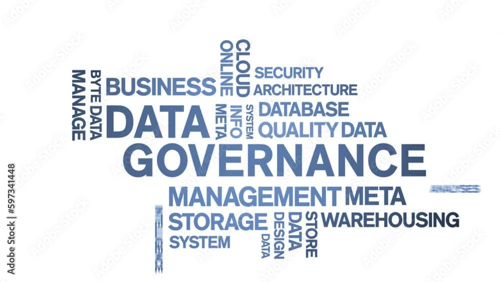4k Data Governance Animated Tag Word Cloud;Text Design big data ...