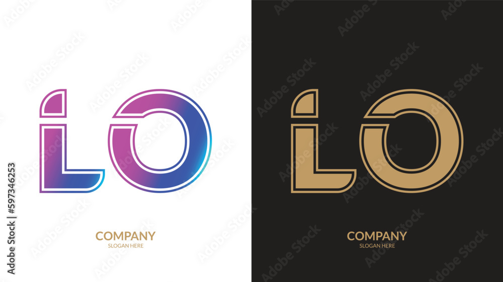 LO letter colorful logo in the circle. Vector design template elements ...