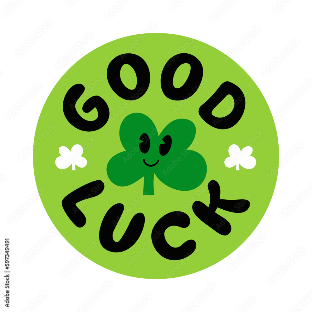 GOOD LUCK logo stamp quote. Farewell, goodbye, bye. Good luck text lettering. Wish you luck ...