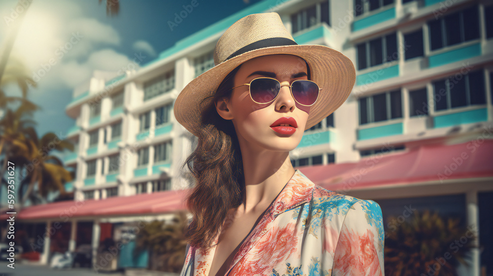 Ilustração do Stock: Fashionable woman in Y2K-inspired 90s bikini ...