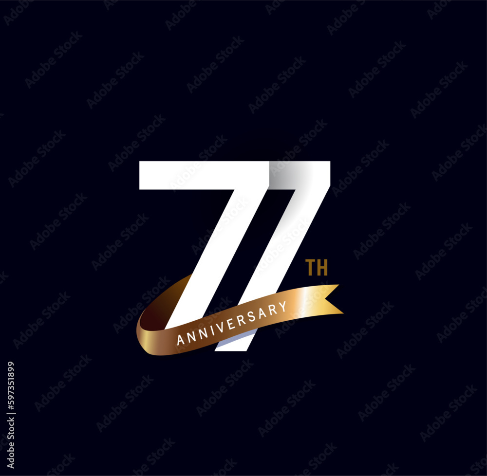 77 years anniversary vector number icon, birthday logo label, black and ...