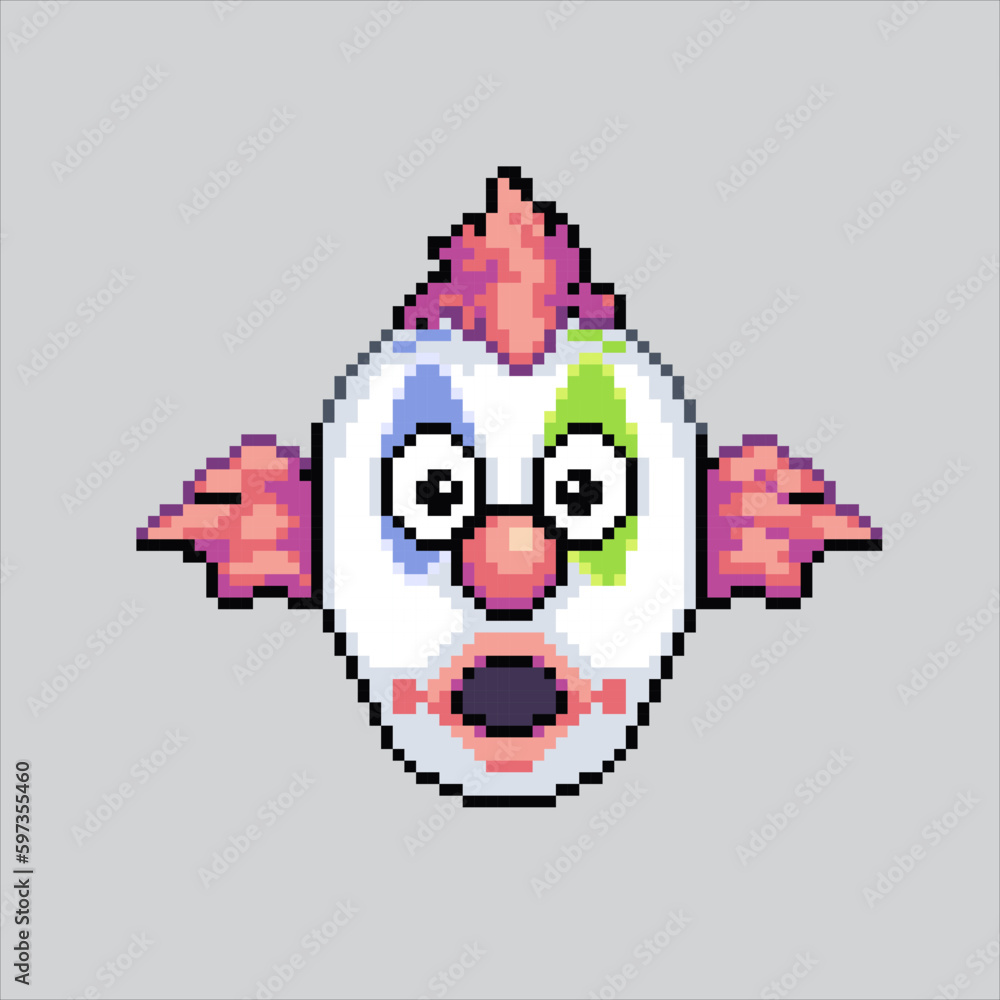 Mask pixel art clown.pixelated clown mask design for logo, web, mobile ...