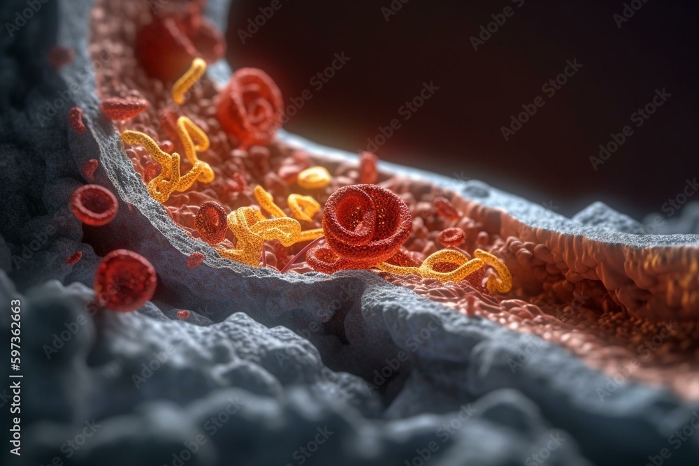 3D depiction of insulin secretion from pancreas. Generative AI Stock ...